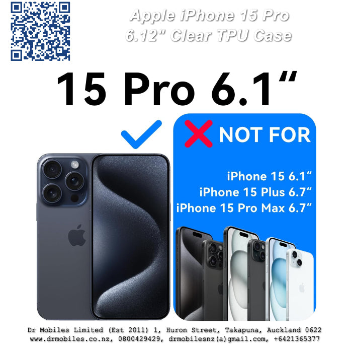 Apple iPhone 15 Pro, 6.12" Clear TPU Case - Extra Protection
